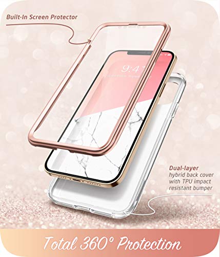 i-Blason Cosmo Series Case for iPhone 12 Pro Max 6.7 inch (2020 Release), Slim Full-Body Stylish Protective Case with Built-in Screen Protector (Marble)