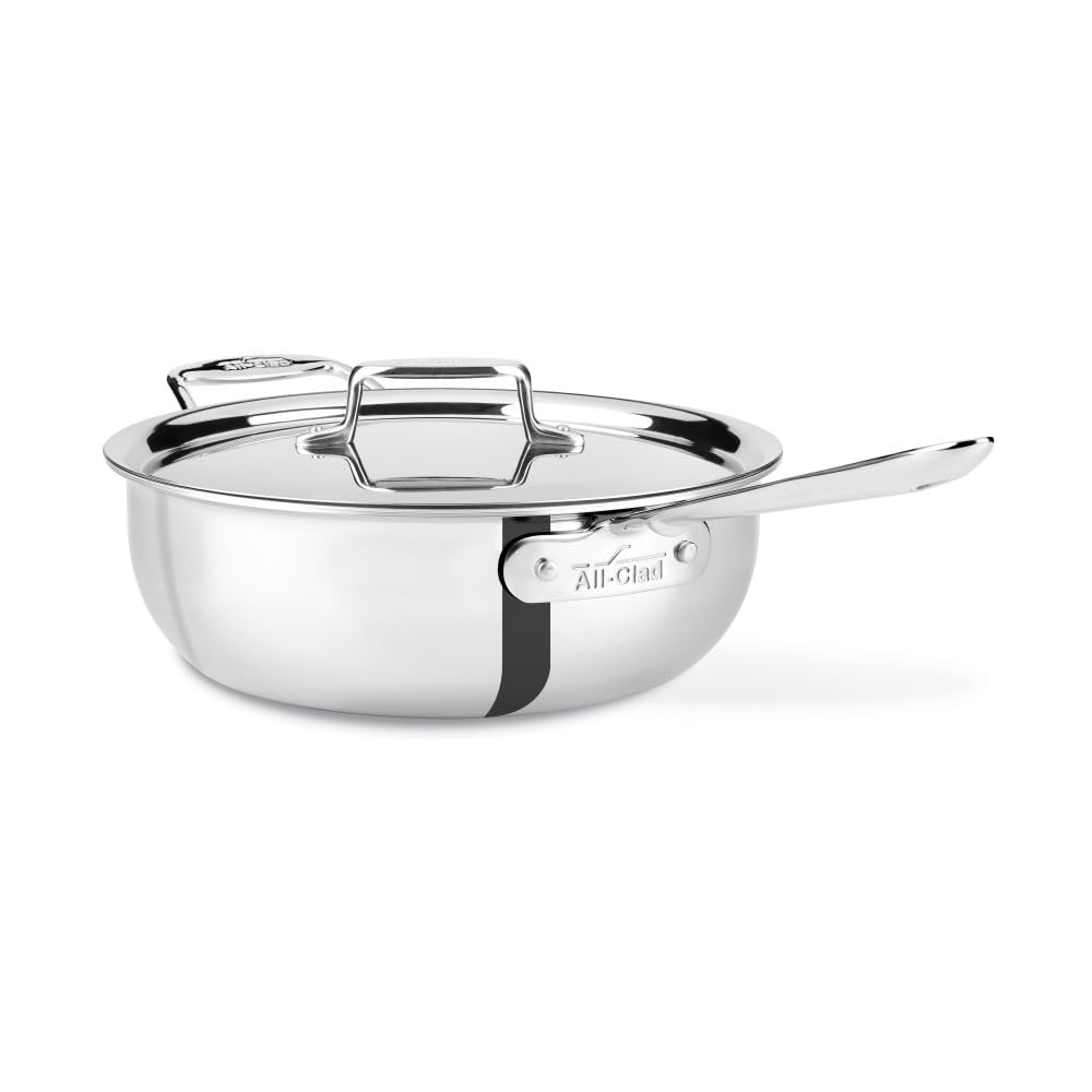 All-Clad Stainless Steel 5-Ply Dishwasher Safe 4 Qt. Essential Pan With Lid