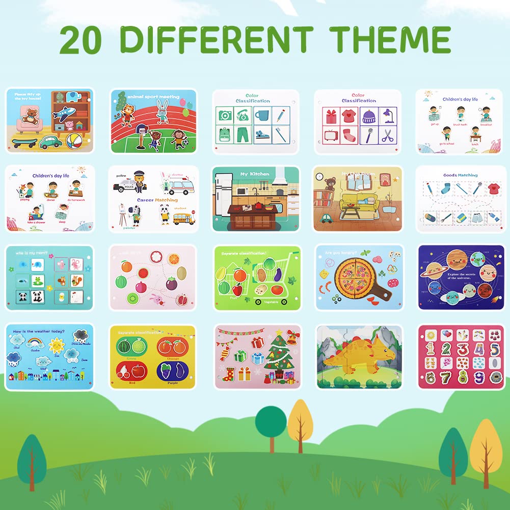 2pcs Quiet Book for Toddlers,Montessori Activity Toys Busy Book Educational Preschool Learning Book for Toddlers 3-6,Toddler Activity Educational,Multi-Element Multi-Page Theme Gameplay