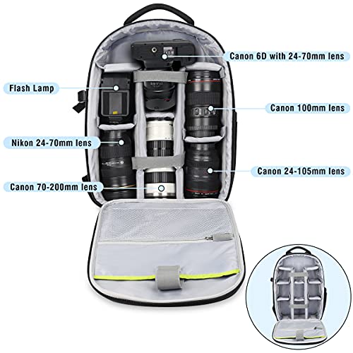 Endurax Camera Backpack Waterproof for DSLR SLR Photographer Camera Bag for Mirrorless Camera with Hardshell Protection Upgrade