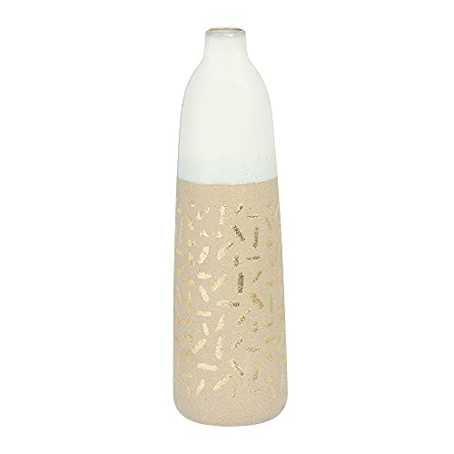 Main + Mesa Stoneware Vase with Gold Pattern