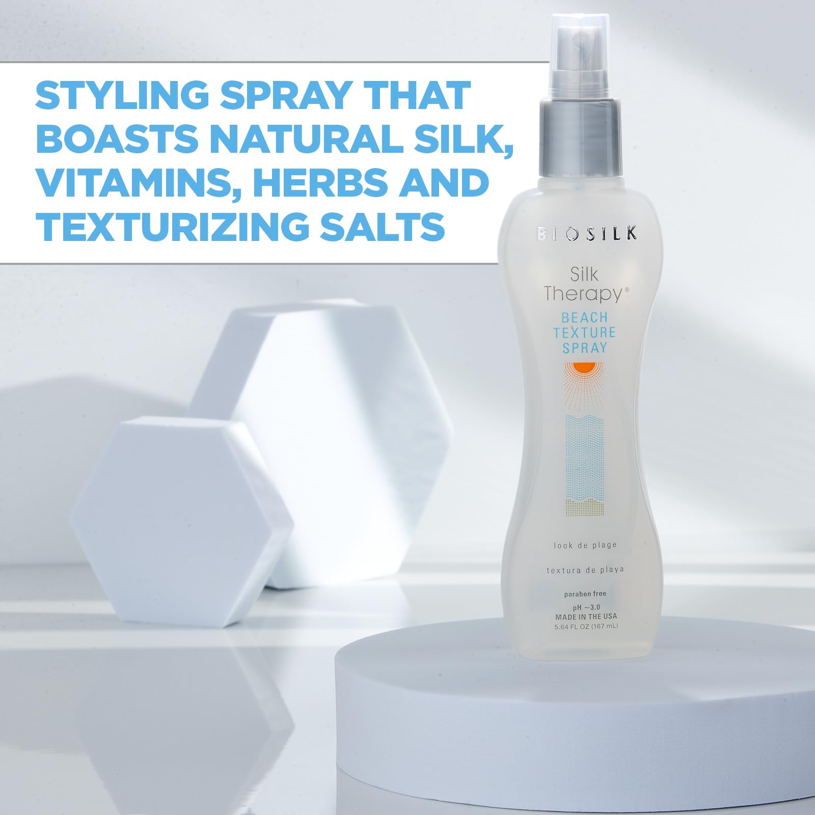 BioSilk Beach Texture, Styling Salt Spray for Natural Waves & Texture, Sulfate, Paraben, & Cruelty-Free, 5.64 oz