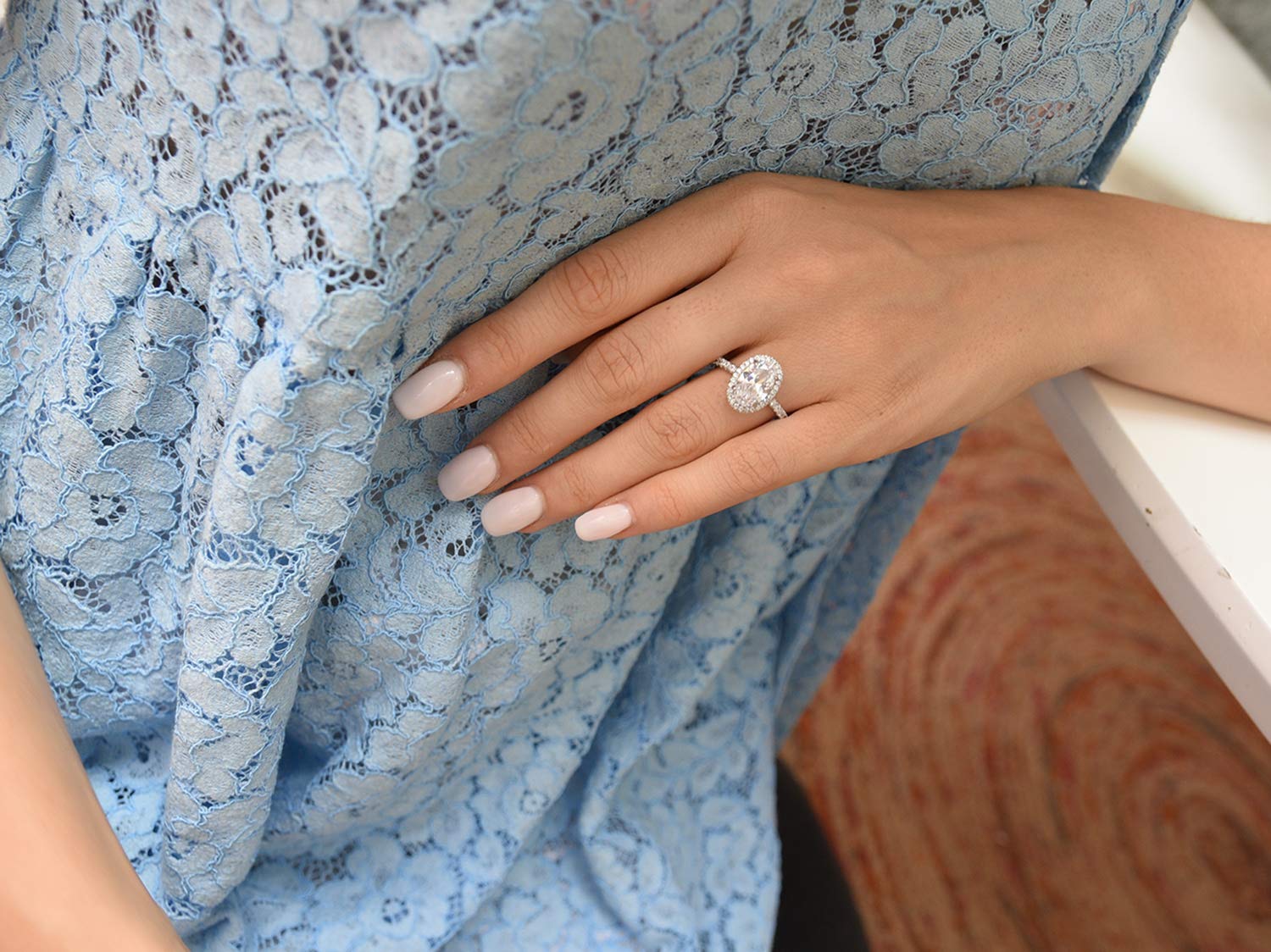 3 ctw Oval Halo Ring CZ Engagement Ring in Sterling Silver