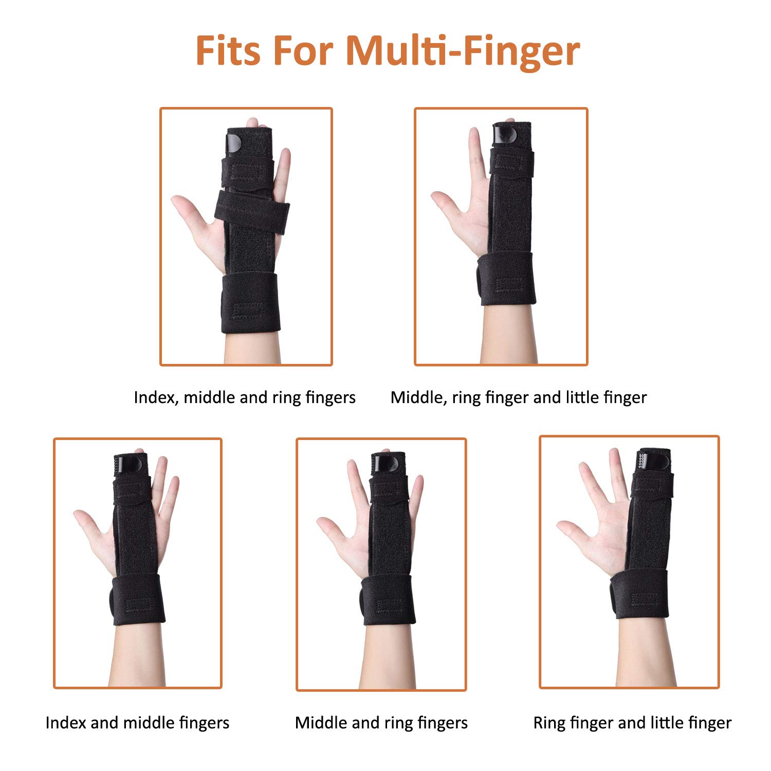 3 Finger Splint, Trigger Finger Splint, Finger Knuckle Immobilizer, Adjustable Finger Support Brace for Broken Joints, Sprains, Arthritis, Pain Relief, Tendonitis, Fits for Left or Right Hand