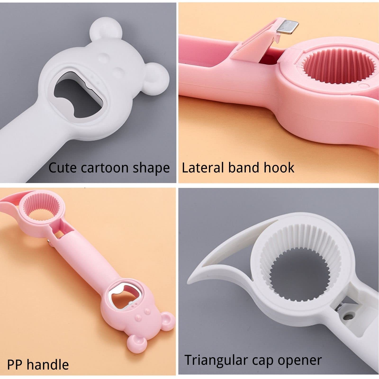 4 in 1 Beer Bottle Opener, 2 Pcs Multifunction Jar Opener,Multi Kitchen Tool for Jelly Jars, Wine, Beer and other, Bottle Opener for Children, Elderly
