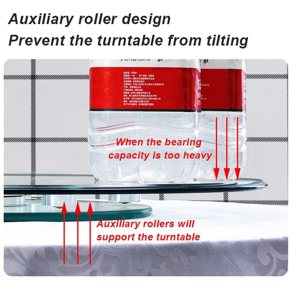 23" Glass Lazy Susan Turntable for Dining Table with Swivel Assist System Round Tabletop Rotating Tray Centerpiece Large Serving Plate Silent & Smooth Spin (23-in)