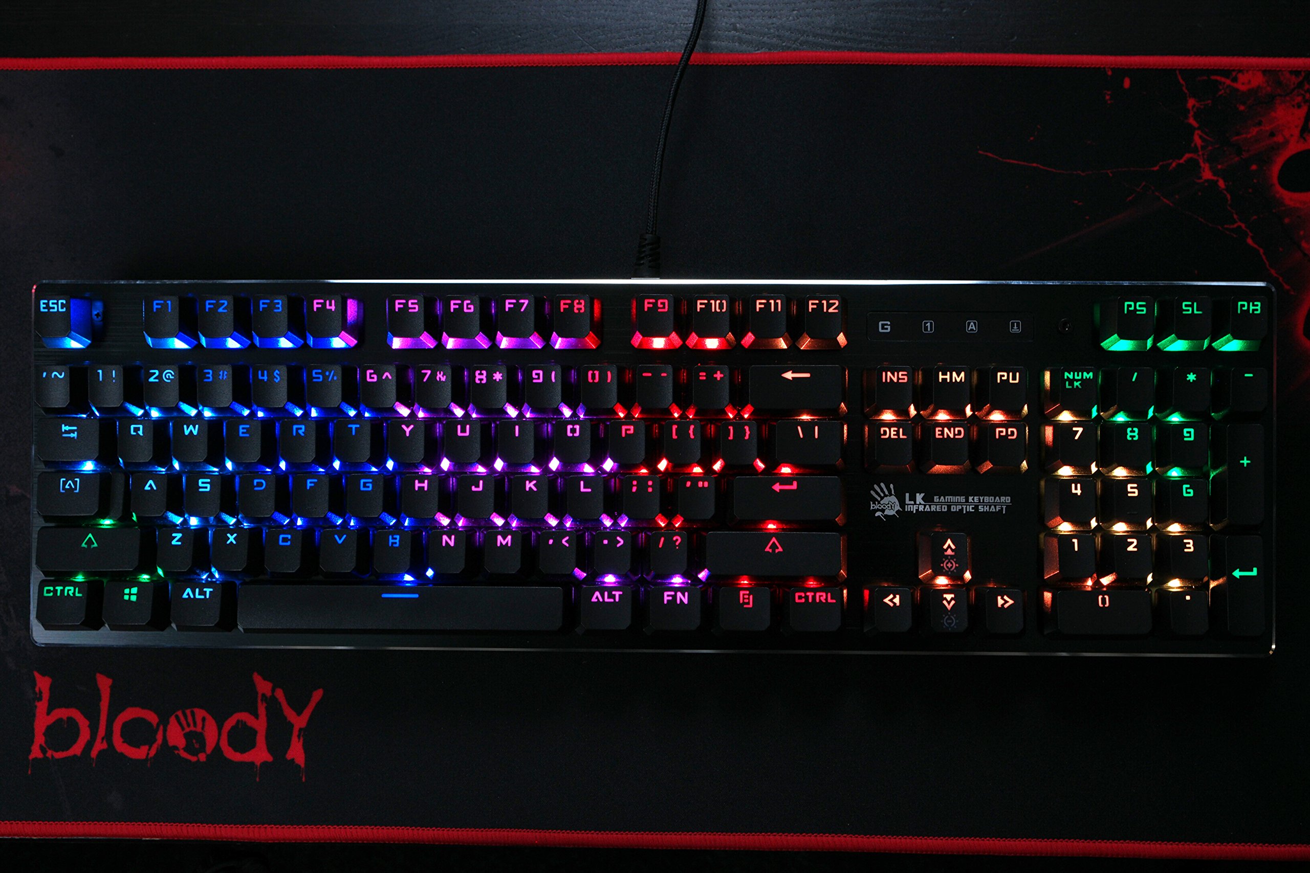 Bloody B820 Optical Mechanical Gaming Keyboard with Individually Backlit RGB LED Keys Wired, 104 Keys Standard, Red Switch - MX Red Equivalent for Windows PC and Laptop