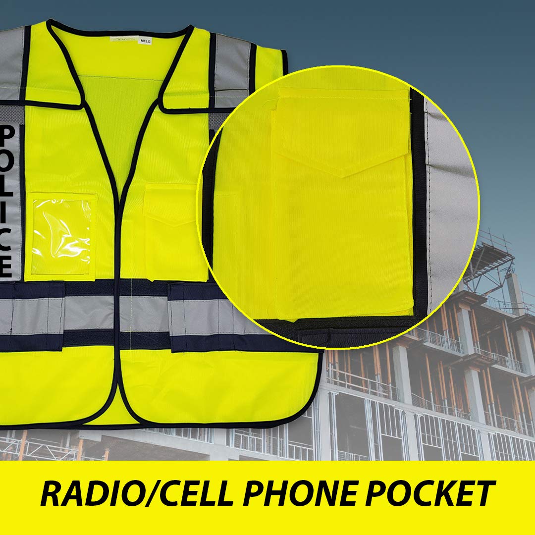 VIEWBRITE Reflective (Class 2) Police Vest Lime Green - 5 Point Breakaway High Visibility Yellow Safety Vest