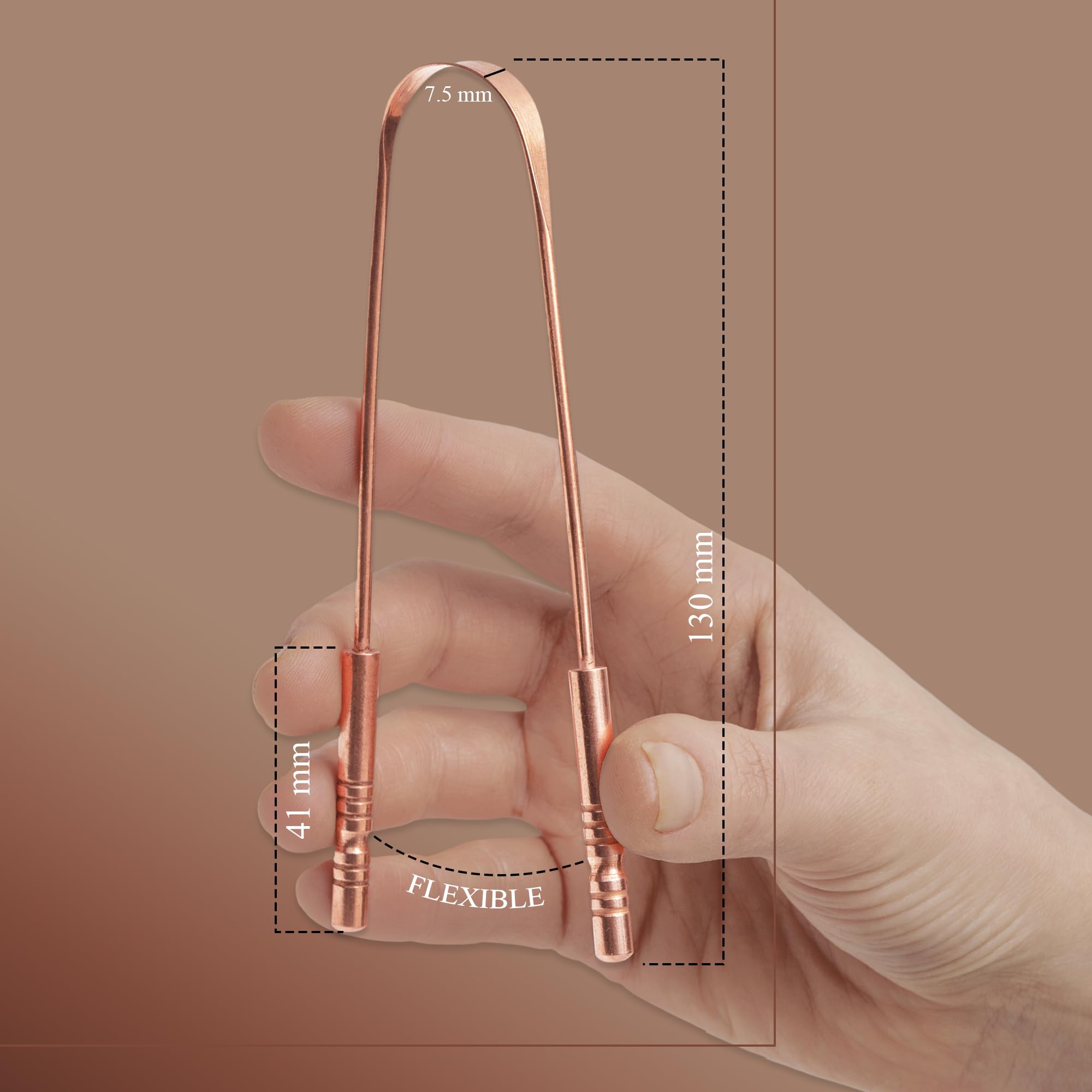 MasterMedi Tongue Scraper with Case Easy to Use Tongue Scraper for Adults, Tongue Cleaner for Oral Care & Hygiene (Copper Set of 2 (with Travel Case))