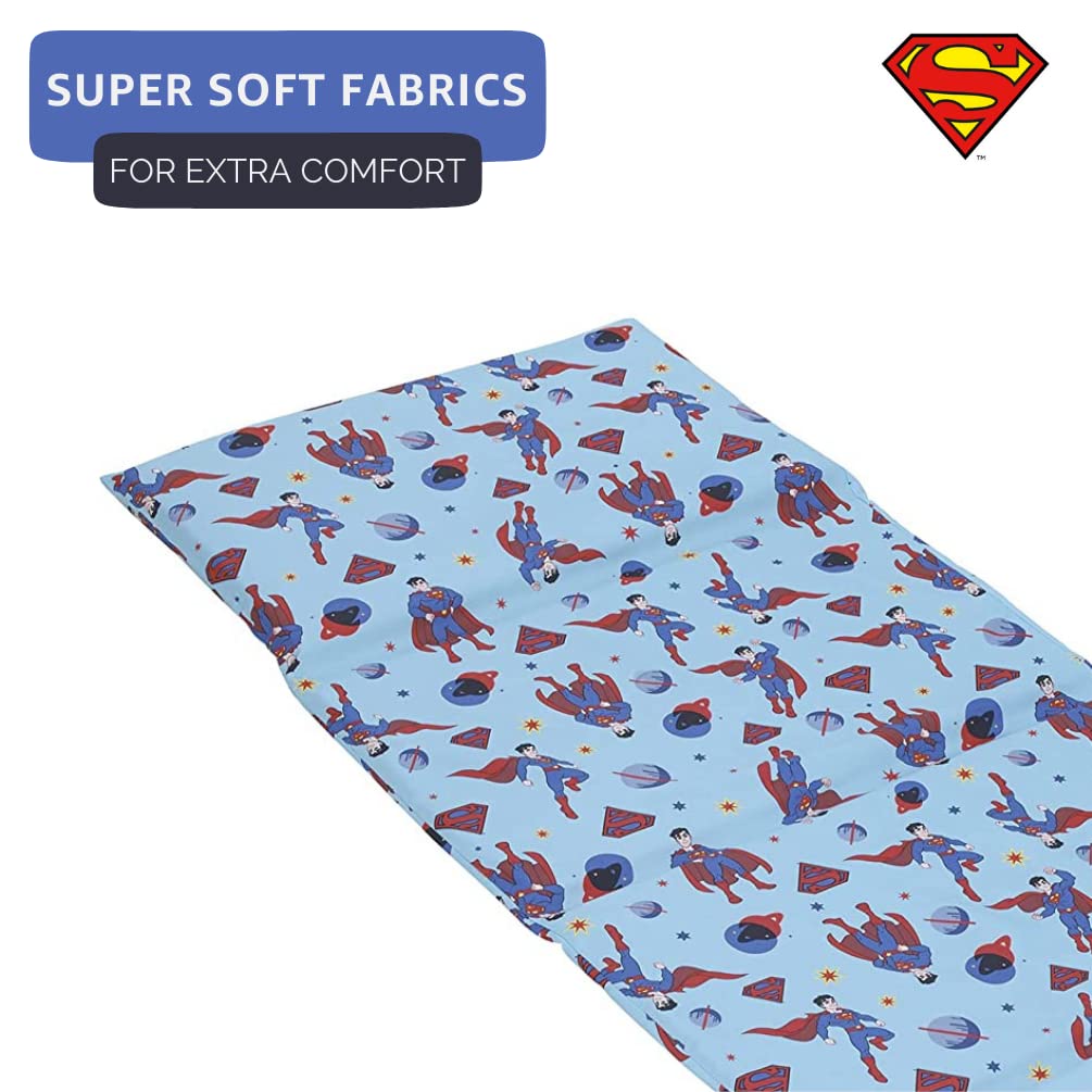 Warner Brothers Superman Blue and Red Icon, Planets, and Stars Preschool Nap Pad Sheet