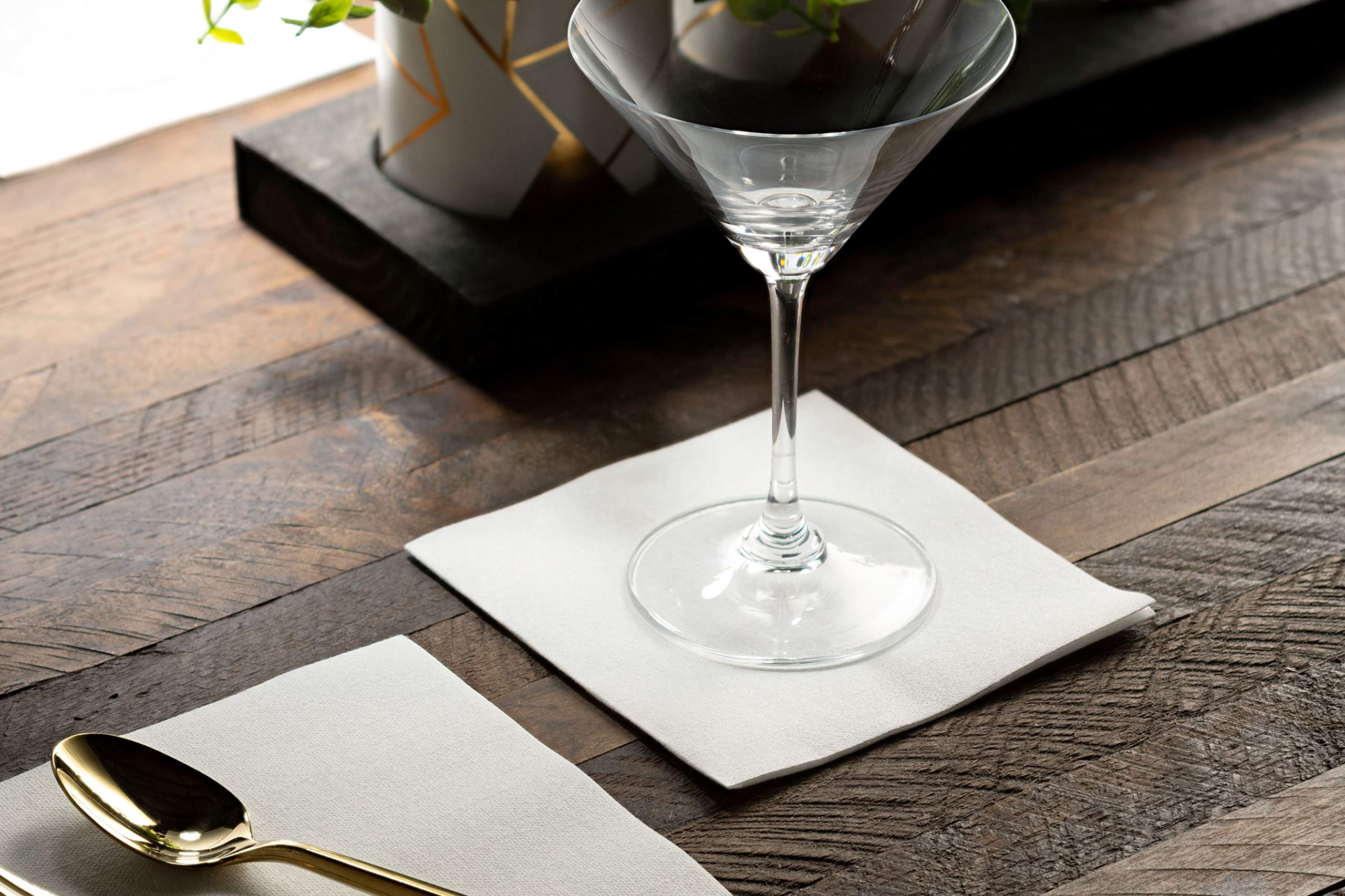 200 Linen-Feel Beverage Napkins - Disposable Cocktail Napkins - Soft & Absorbant Elelgant Paper Napkins For Bar, Café, Restaurant Or Event