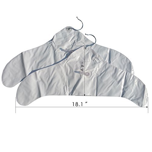Coralpearl Inflatable Hanger Travel X 4, White Round Shoulder, Portable Folding Clothes Drying Rack in Metal Hook,Space Saving Coat Storage Set Non Slip Foldable for Home Car Camping Indoor Outdoor