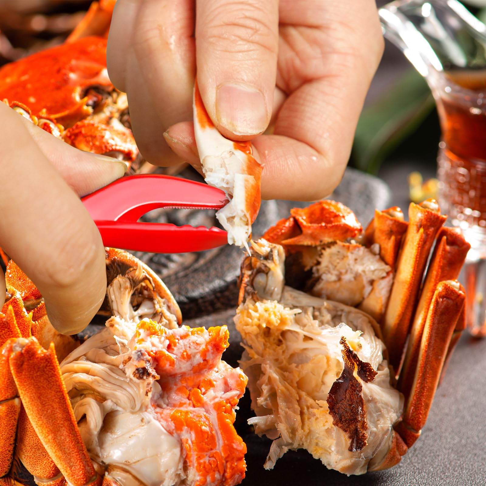 20Pcs Crab Legs Crackers, Crackers Picks Tools Crab Crackers and Tools for Lobster Crab Crayfish, Easy Opener Shellfish Picks Knife, Seafood Tools, Red
