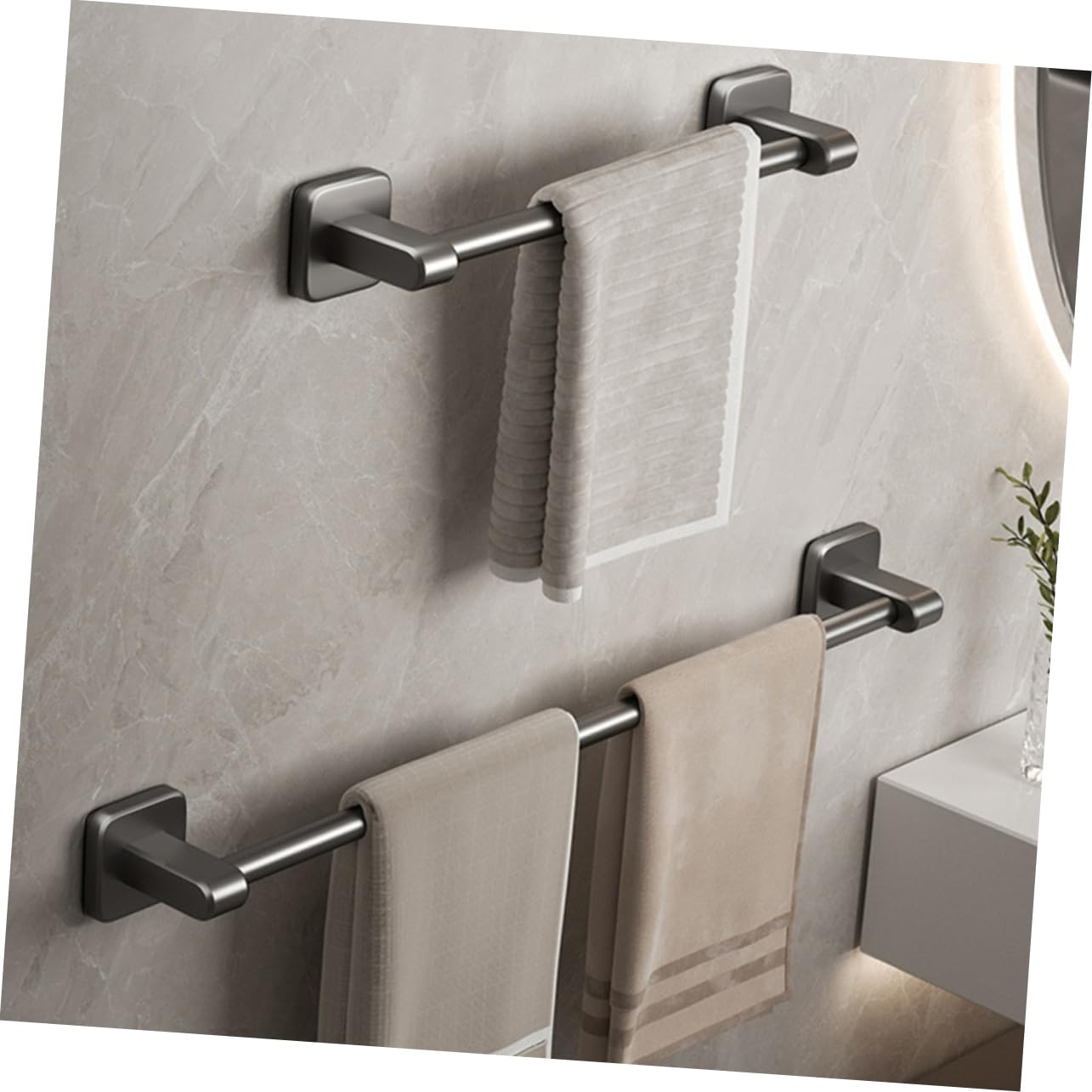 ABOOFAN Wall Nail- Single Pole Towel Hanger Gray 50cm Kitchen Cabinets Towel Rack Towel Bar Wall Mount Towel Organizer Bathroom Slipper Bathroom Racks Towel Holder Wall Heavy