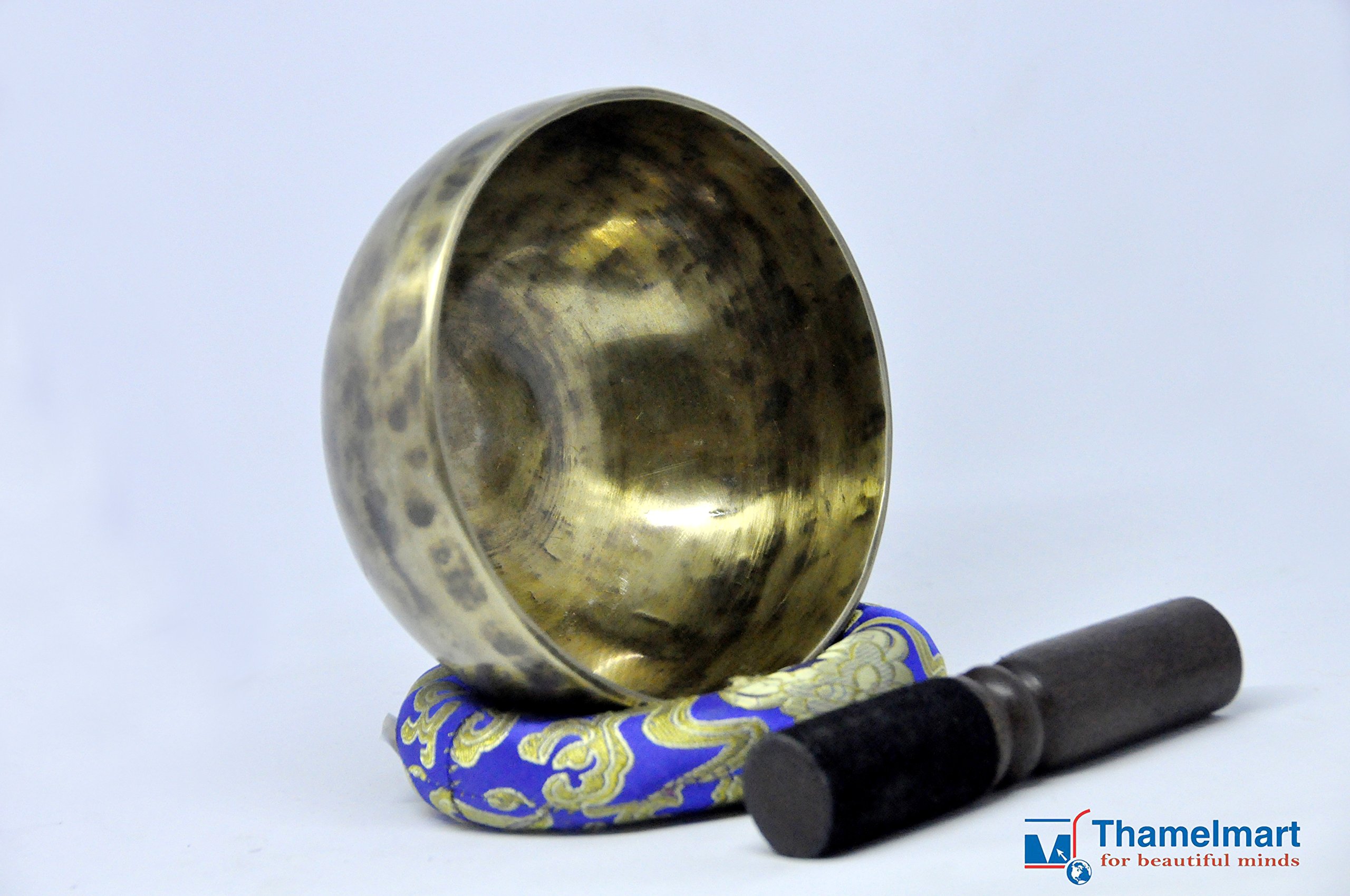 5-Inch Tibetan Handmade Singing Bowl Set ~ Palm Size, best beginner Sound Healer ~ Mallet and cushion included handmade Nepal