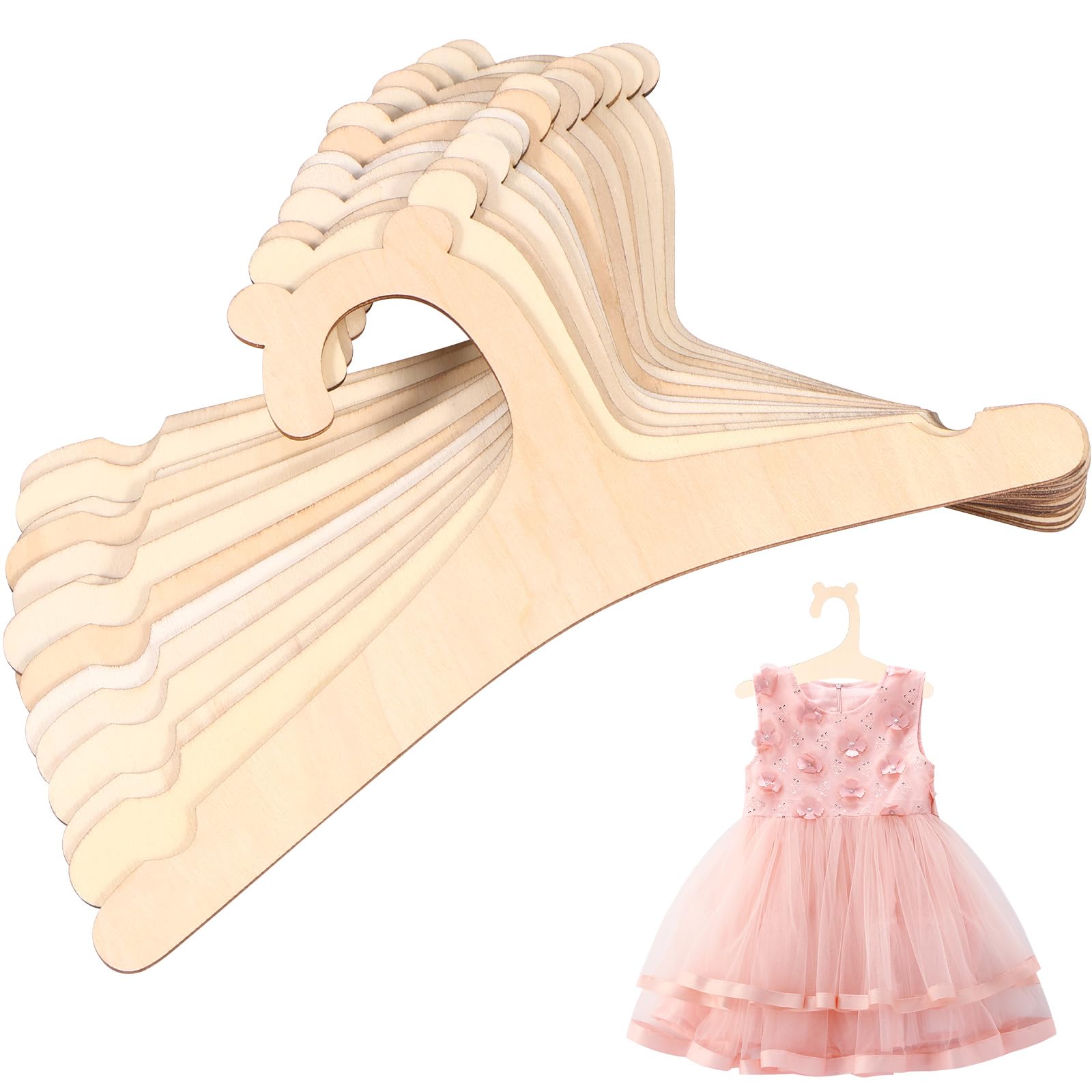 20Pcs Cute Little Kids Hangers,9 inch Creative Wooden Kids Hangers,Baby Hangers for Closet,Smooth Newborn Hangers for Baby Toddler Kids Clothes Dress Pants