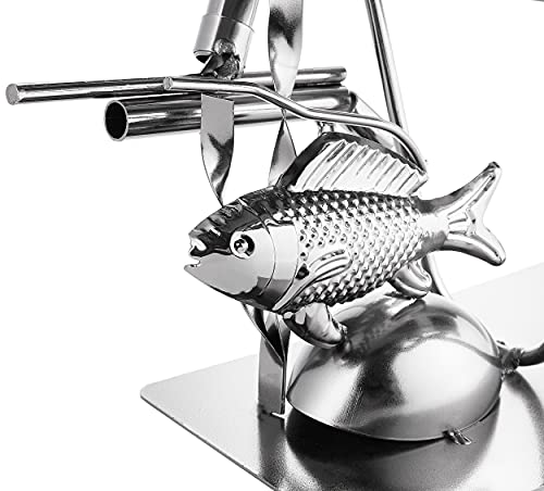 BRUBAKER Wine Bottle Holder Spearfishing, Scuba Diver with Speargun - Metal Sculpture - Wine Rack Decor - Tabletop - with Greeting Card