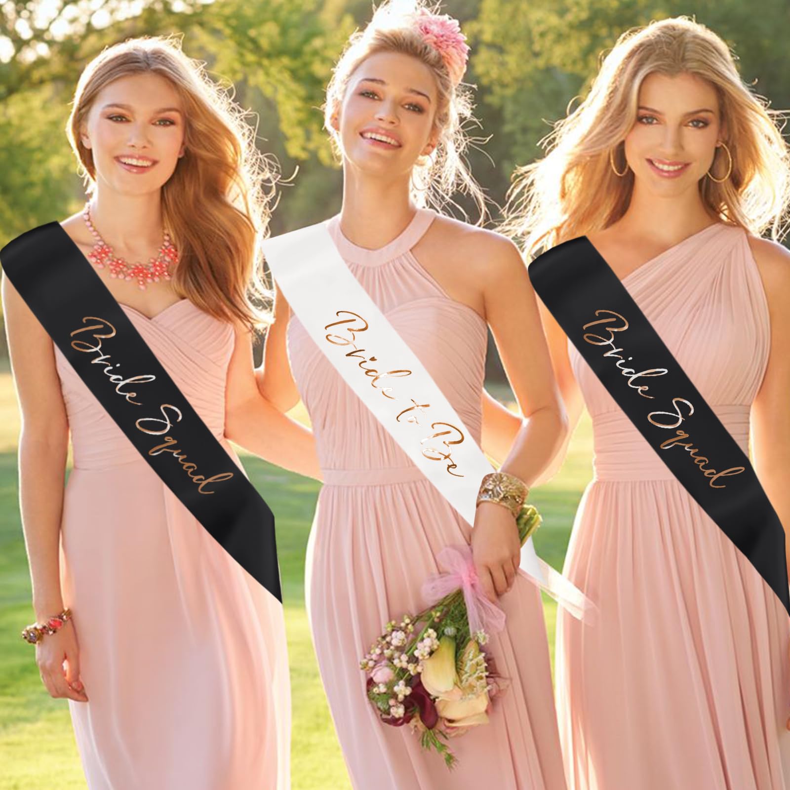 7-Pack Bride Sash Set - Bride to Be Bridesmaids Bachelorette Party Sash Accessories Bridal Shower Decorations Bachelorette Outfit for Bride(White and Black)
