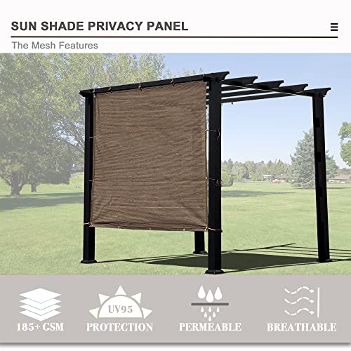 Alion Home Sun Shade Privacy Panel with Grommets and Hems on 4 Sides for Patio, Awning, Window, Pergola or Gazebo - Mocha Brown (12' x 12')