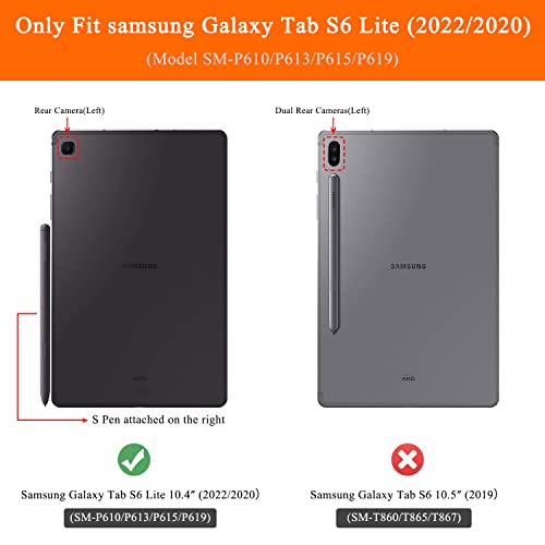 Soke Galaxy Tab S6 Lite 10.4 Case 2022/2020, Premium Shock Proof Stand Folio Case, Multi-Viewing Angles, Hard PC Back Cover for Samsung Tab S6 Lite 10.4 inch Tablet [SM-P610/P613/P615/P619],Black