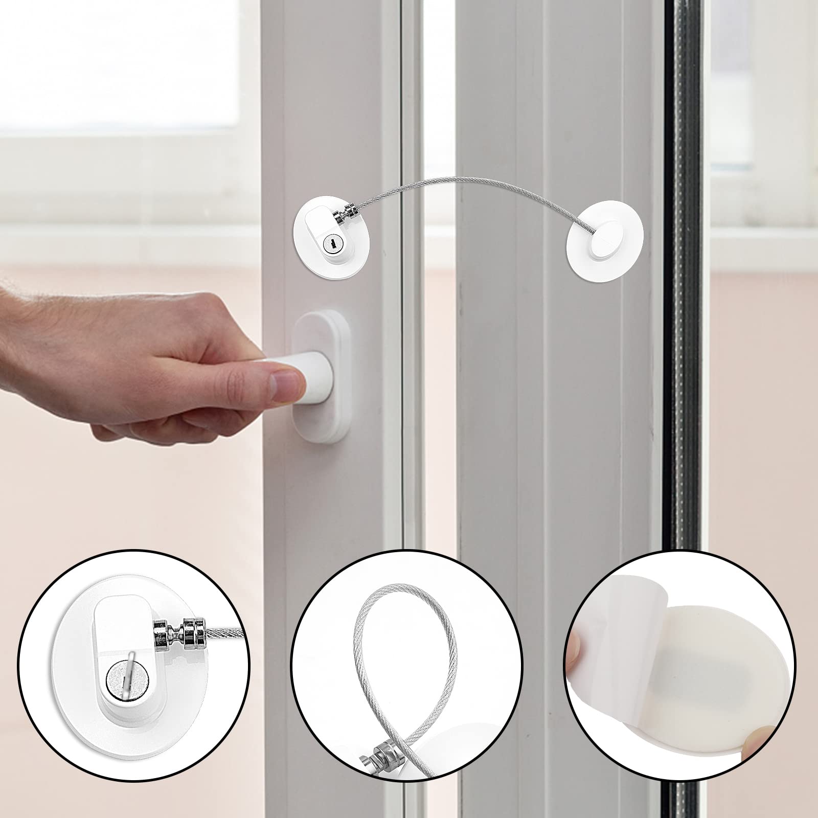 2pcs Refrigerator Door Locks with Keys, Self Adhesive Freezer Lock Window Door Locks Child Safety Locks for Cabinet Cupboard Drawer Kitchen (Oval Shape)