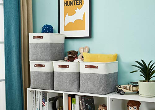 DECOMOMO Foldable Storage Bin Extra Large [3-Pack] & 11"Cube [4-pack] W/Handles for Organizing Shelf Nursery Home Closet & Office