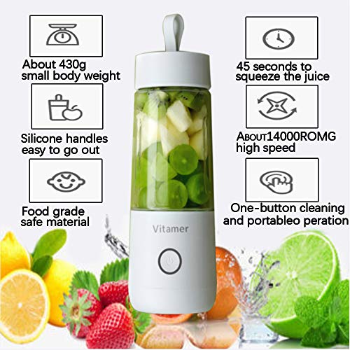 LLLJJJ Portable Blender, Mini Blender with USB Charging Function, Mini Blending Juicer for Fruits and Milkshakes, can Squeeze Juice in 45s, Suitable for Family, Travel, Outdoor, Micro Blender(1 PCS)