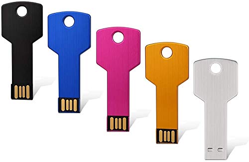 USB Flash Drives 5 Pack 64GB USB 2.0 Metal Thumb Drives K&ZZ Jump Drive Memory Stick Key Shape for Students,Office,Company- Multicolor