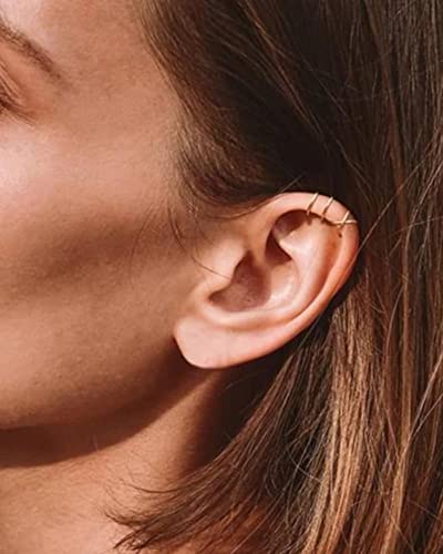 2PCS S925 Sterling Silver Ear Cuff No Pierce Ear Cuffs Minimalist Cuff Earrring Fake Cartilage Earring for Women(sliver)