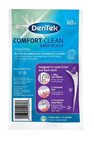 DenTek Comfort Clean Easy Reach Silky Y Shaped Floss Picks for Front & Back Teeth 6 x 60 Pack (360)