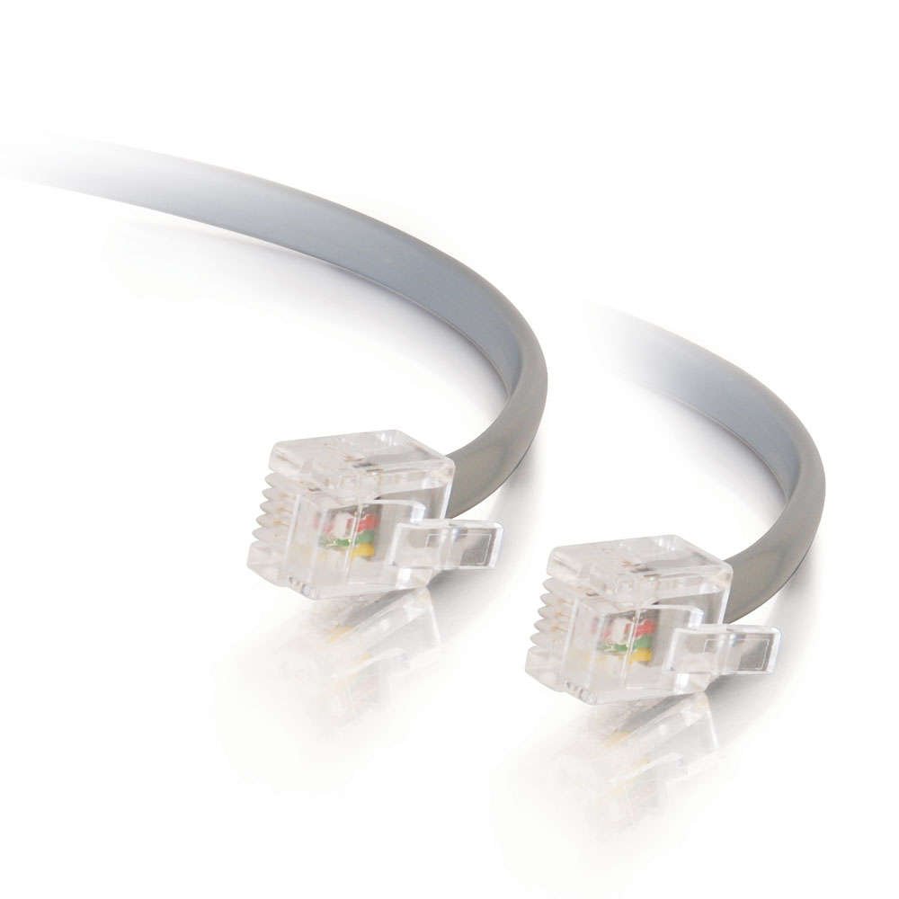 C2G Legrand RJ11 Telephone Cord, Telephone Data Cable, Silver Modular Telephone Cable, 14 Foot Telephone Cord, 1 Count, C2G 09590