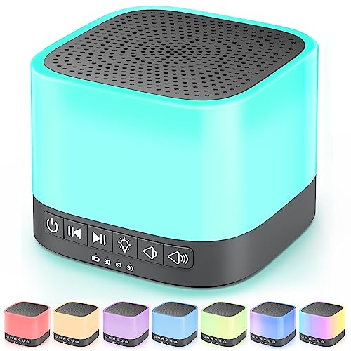 Buffbee Sound Machine with Night Light, 20 Soothing Sleep Sounds, Customizable Glow Lights with 10 Colors, Battery or AC Adapter Powered, Non-Looping White Noise for Kids, Adults and Baby