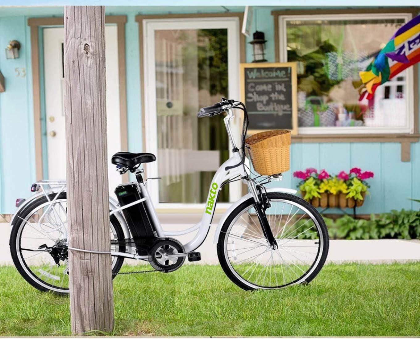 26" 250W Cargo Electric Bicycle 6-Gear Speed Sporting Ebike 36V10A Lithium Battery -Class AAA(White)