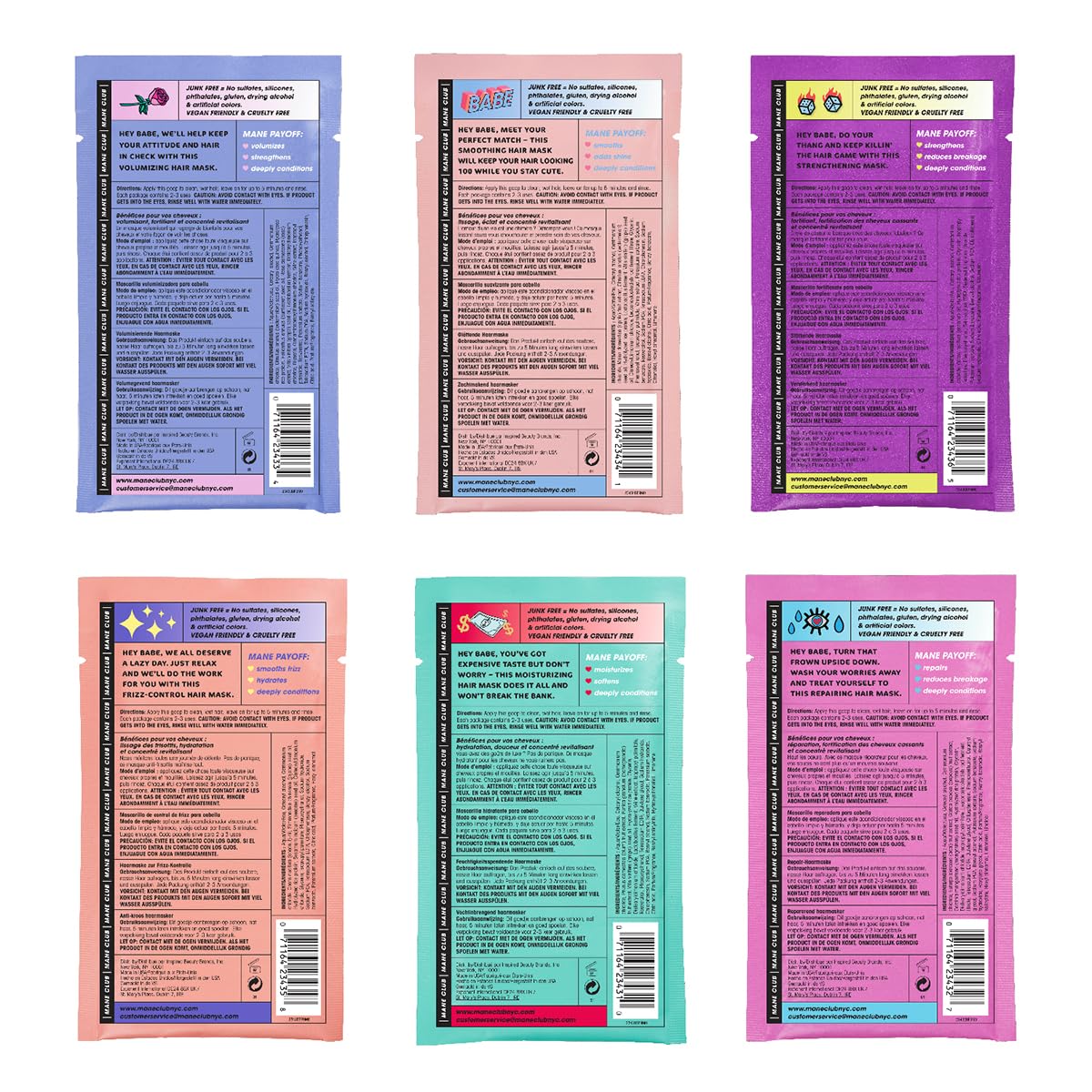 MANE CLUB Variety Pack Deep Conditioner, cruelty free, vegan, no sulfates or parabens β Pack of 6