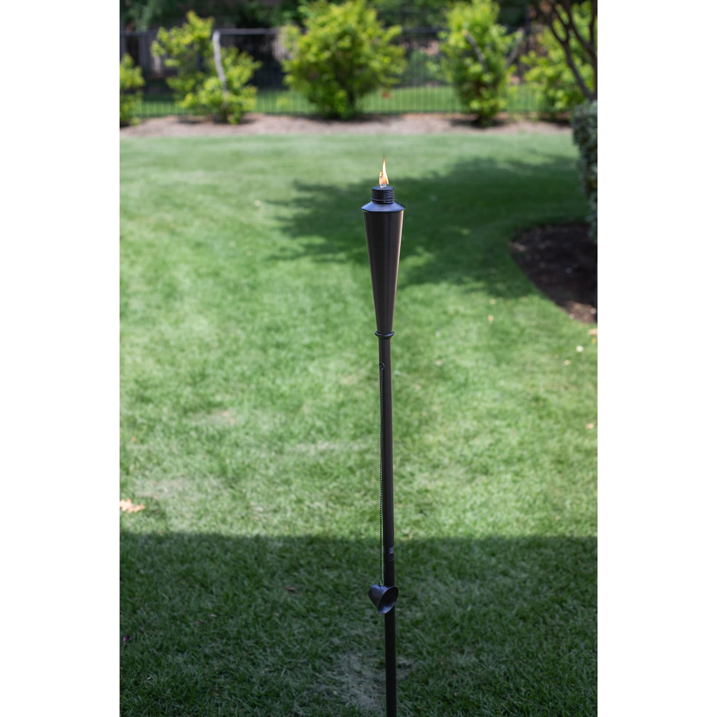 BIRDROCK HOME Mallorca Outdoor Torches - Relaxing Backyard Lighting, Easy Refill Extra Wide Mouth, Adjustable Height, Citronella Oil Compatible - Set of 4, Black, 13oz