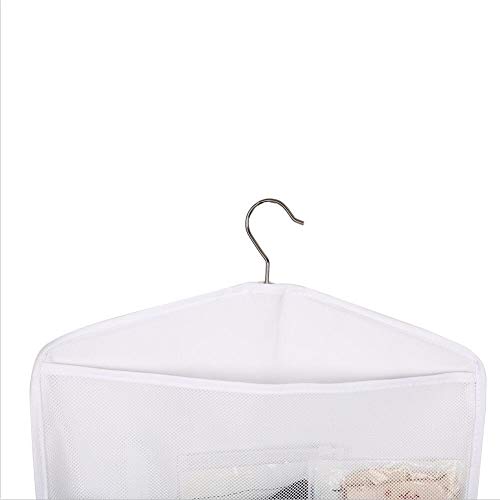 Cysline 600D White Polyester Dual-Sided Hanging Closet Organizers Holder 18 Mesh Pockets for Bra,Underwear, Socks, Accessories,Clothes Organizers 38x16