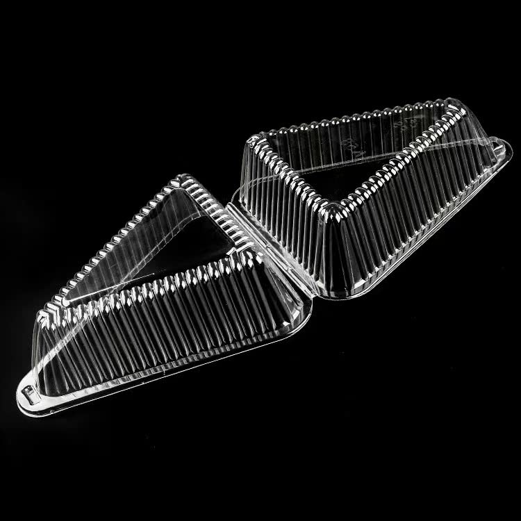 200 Pcs Transparent Cake Slice Containers with Lids Clear Plastic Trays with Hinged Lid Clear Medium Hinged Lid Cheesecake Container Disposable to Go Box Food Containers for Store Your Food