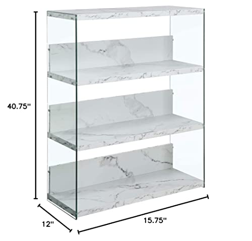 Convenience Concepts SoHo 4 Tier Wide Bookcase, White Faux Marble