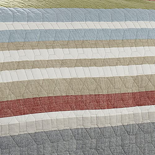 Eddie Bauer - Queen Quilt Set, Cotton Reversible Bedding with Matching Shams, Lightweight Home Decor for All Seasons (Salmon Ladder Multi, Queen)