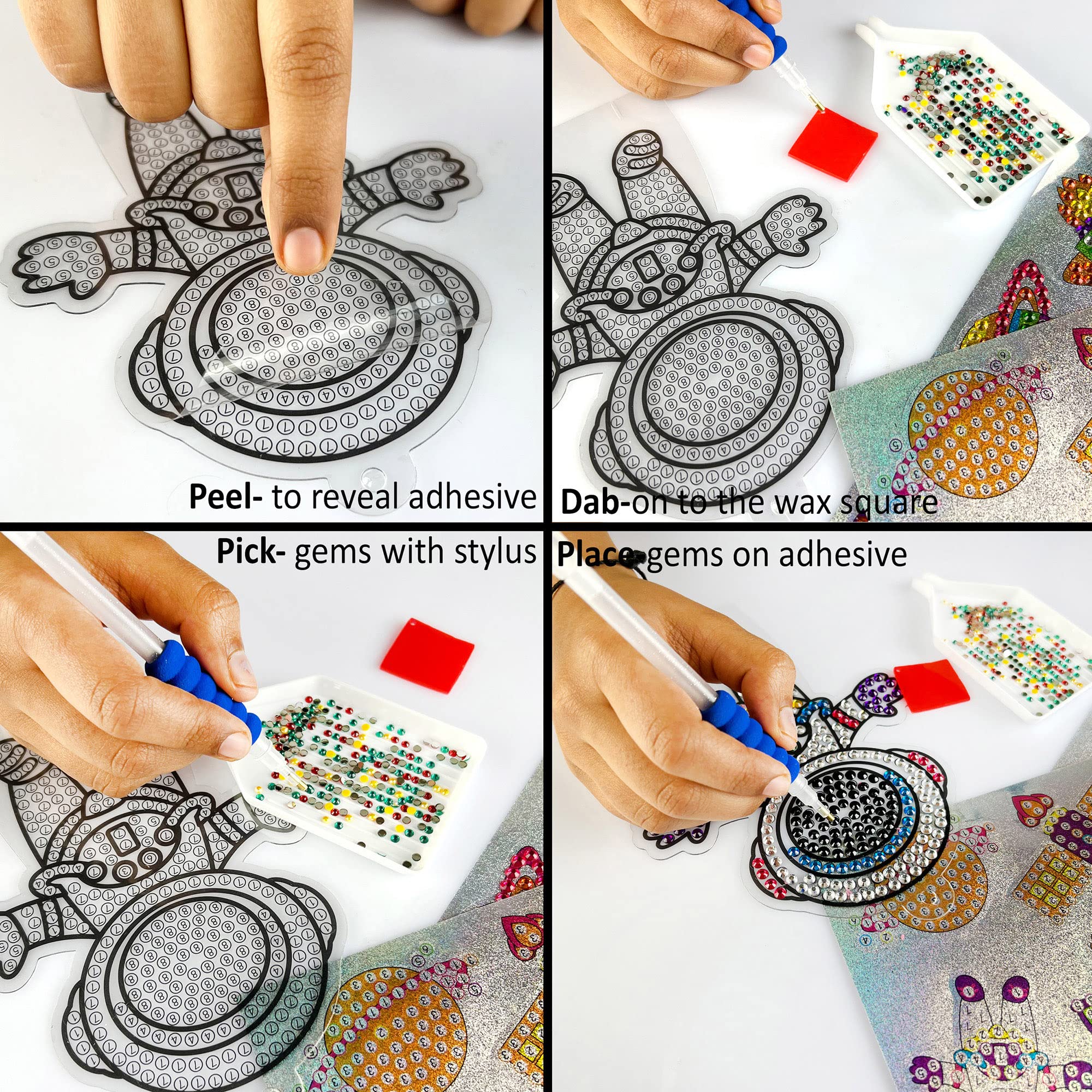 Big Gem Diamond Painting Craft Kit for Kids, Stickers and Suncatchers (Outer Space)