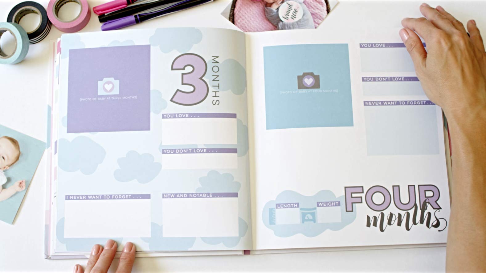 Bobee Hello Baby Memory Book, a journal scrapbook for girls milestones and memories first 5 years