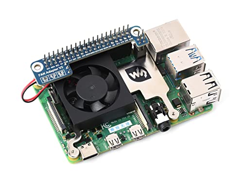 Waveshare Low-Profile CPU Cooling Fan for Raspberry Pi 4B/3B+/3B with Aluminum Alloy Bracket Include GPIO Adapter