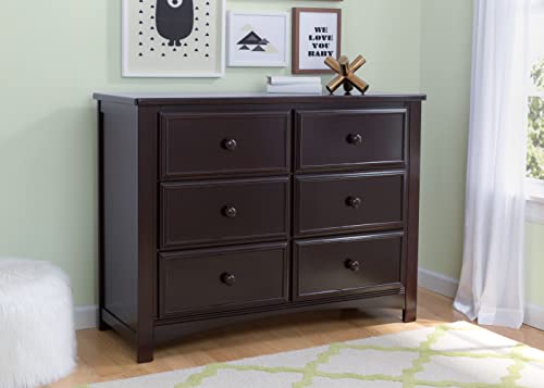 Delta Children Unisex Nursery 6 Drawer Double Dresser, Dark Chocolate