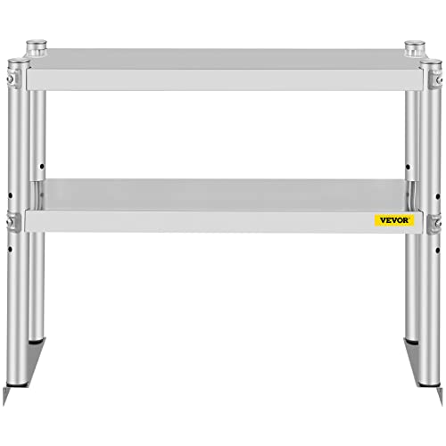 VEVOR Double Overshelf, Double Tier Stainless Steel Overshelf, 30 in. L x 12 in. W Double Deck Overshelf, Height Adjustable Overshelf for Prep & Work Table in Kitchen, Restaurant