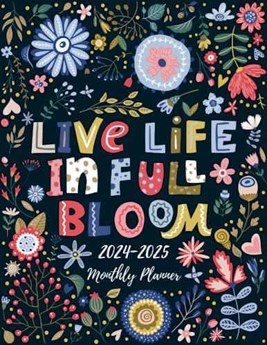 2024-2025 Monthly Planner: Two Year Schedule Organizer from January 2024 to December 2025 with Blue Floral Cover