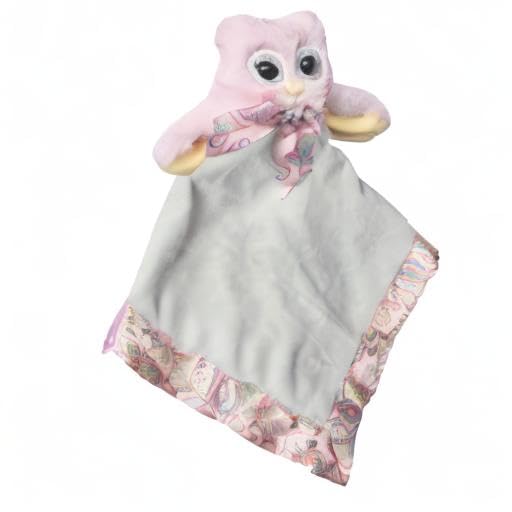 Bearington Baby Lil’ Hoots Snuggler, 15 Inch Pink Owl Plush Stuffed Animal Security Blanket Lovey for Babies