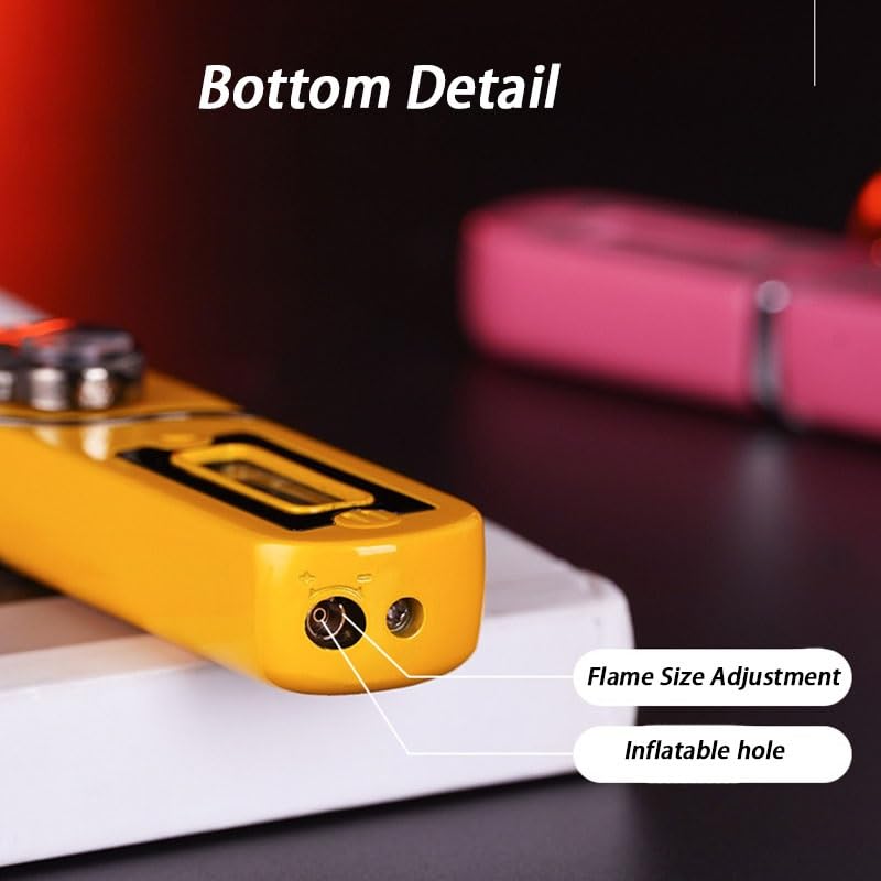 2024 New Butane Lighter, Windproof Blue Flame, Transparent Gas Window, Adjustable Flame Size, Suitable, Daily Use (Color : C3)