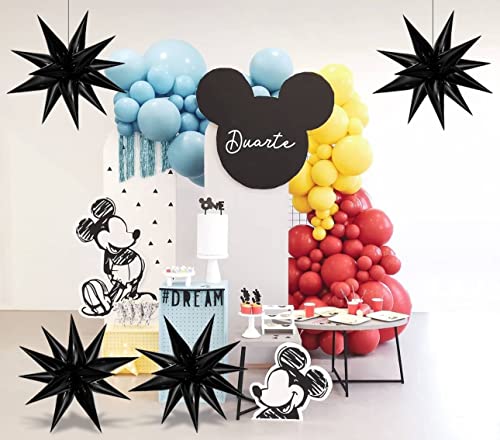 50pcs Black Star Balloons Mylar, Black Spike Explosion Star Foil Balloons Metallic, Black Starburst Cone Point Star Balloons for New Year Eve, Halloween, Graduation, Birthaday, Wedding Decorations