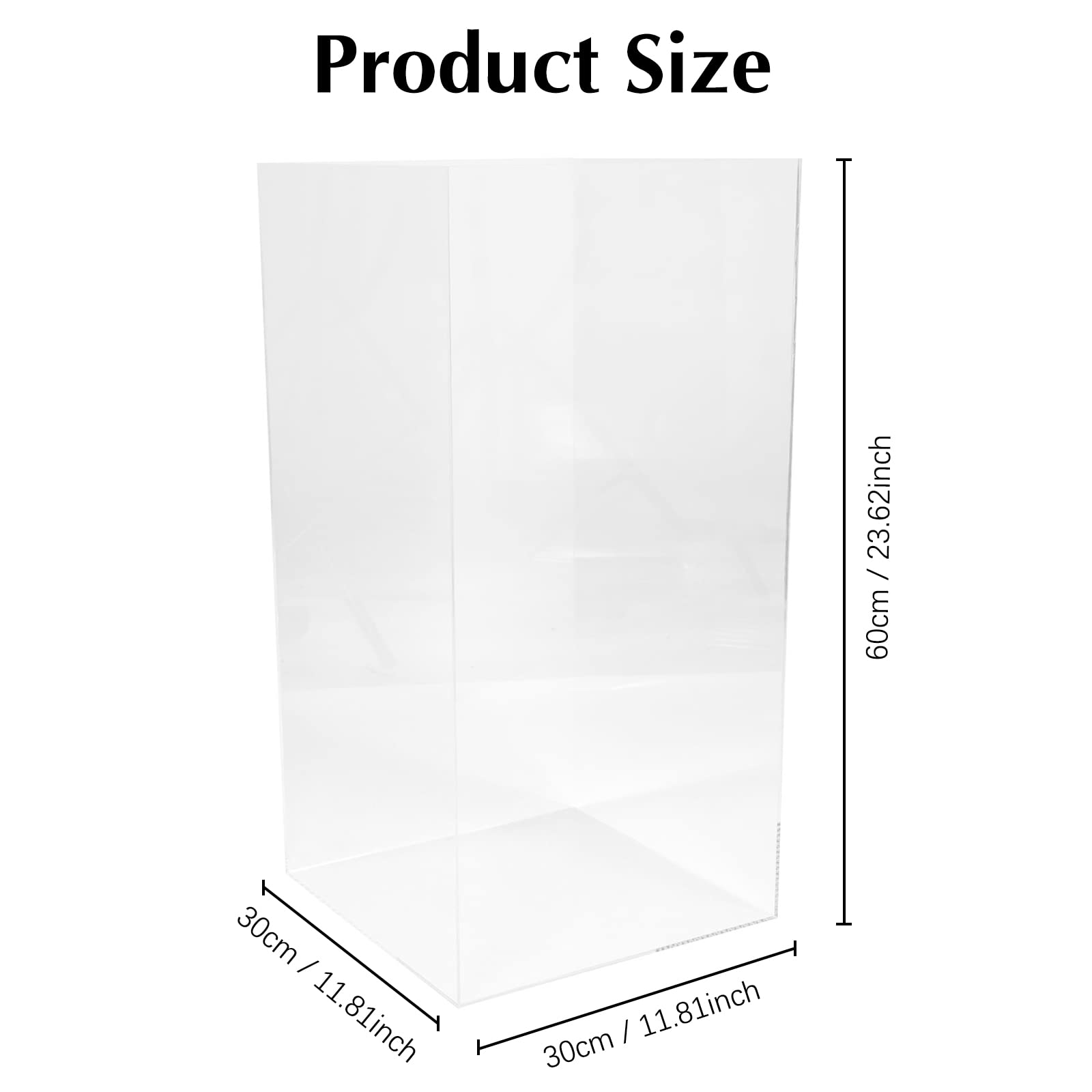BJTDLLX Acrylic Display Case (12 x 12 x 24 inch), Tall Clear Plastic Box Dust Proof Action Figures Toy Acrylic Case, Collectibles Display Case Display Countertop Box for Display Figures Dolls
