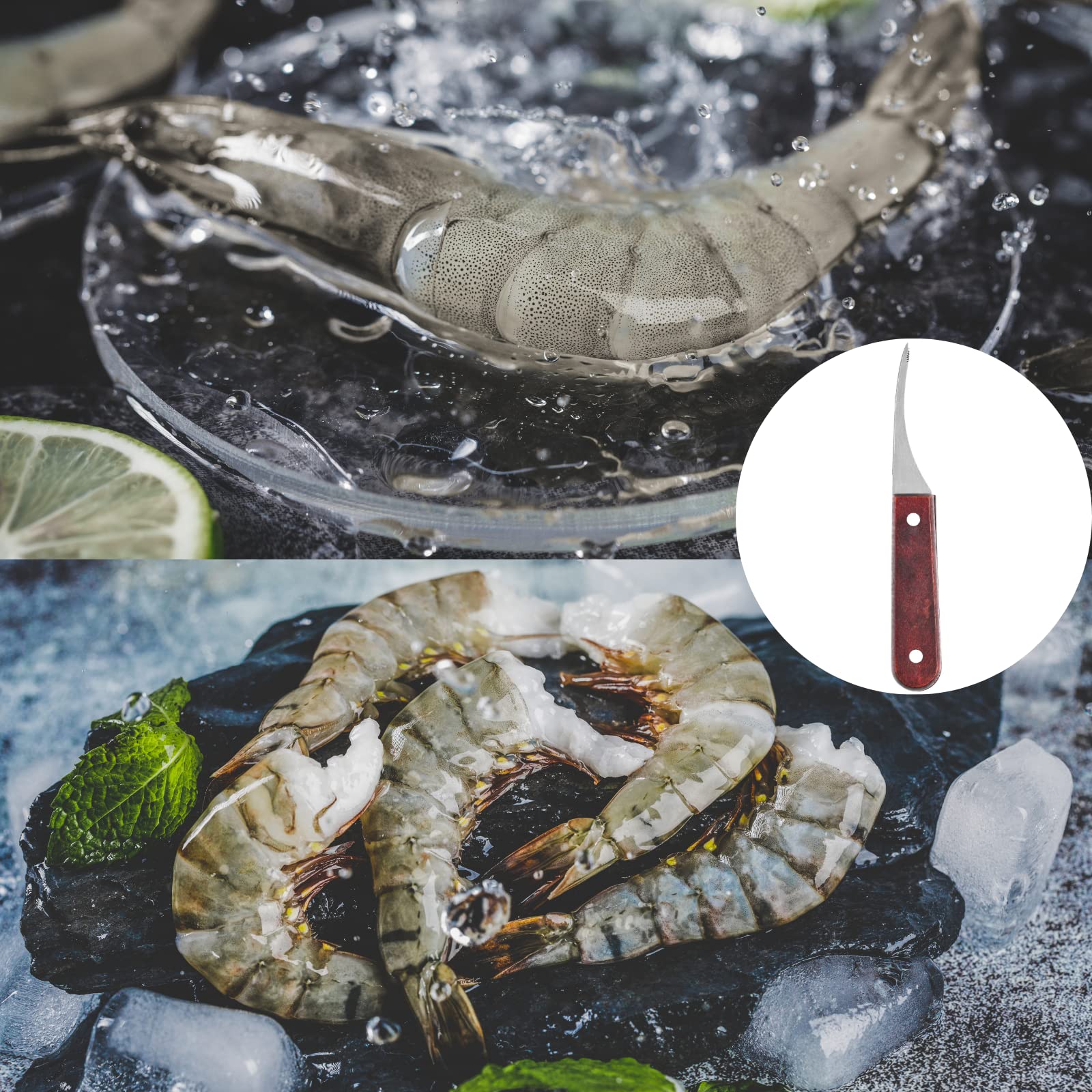 4pcs Seafood Tools Set, 1pc Lobster Crab Cracker Seafood Crab Leg Cracker 1pcs Shrimp Peeler Portable Shrimp Cleaner Knife with Wooden Handle 2pcs Lobster Forks Crab Forks Nut Forks